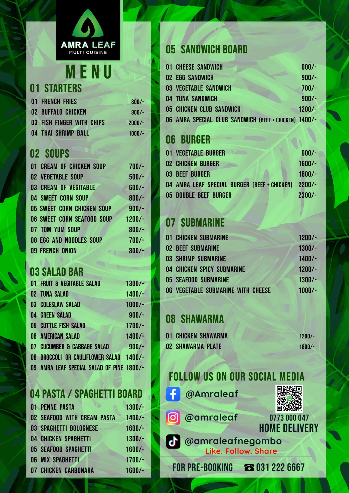 Menu - Amra Leaf